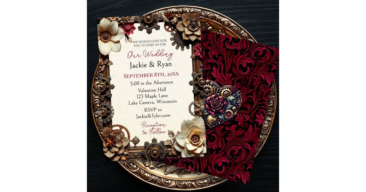 Steampunk Gothic Themed Wedding Invitation | Zazzle