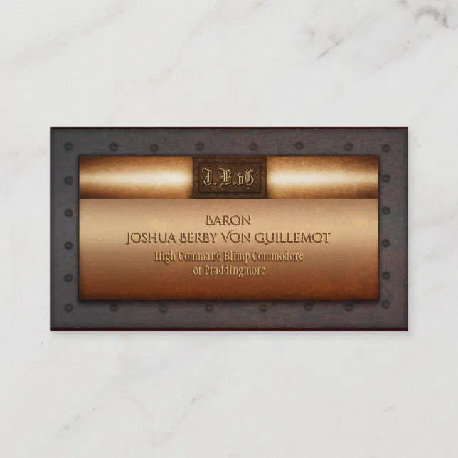 Steampunk grunge riveted brass monogram plates business card | Zazzle