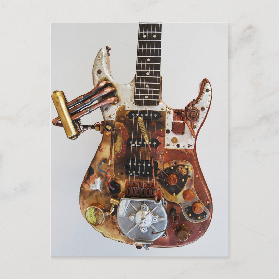 Steampunk Guitar Postcard | Zazzle