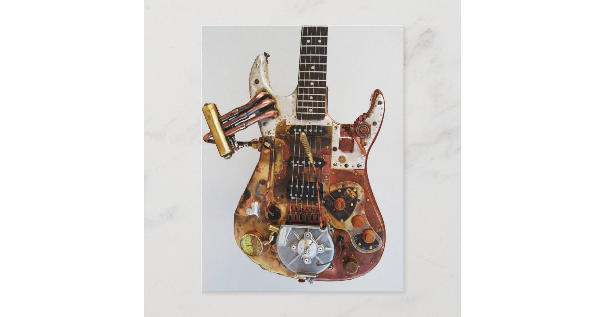 Steampunk Guitar Postcard | Zazzle