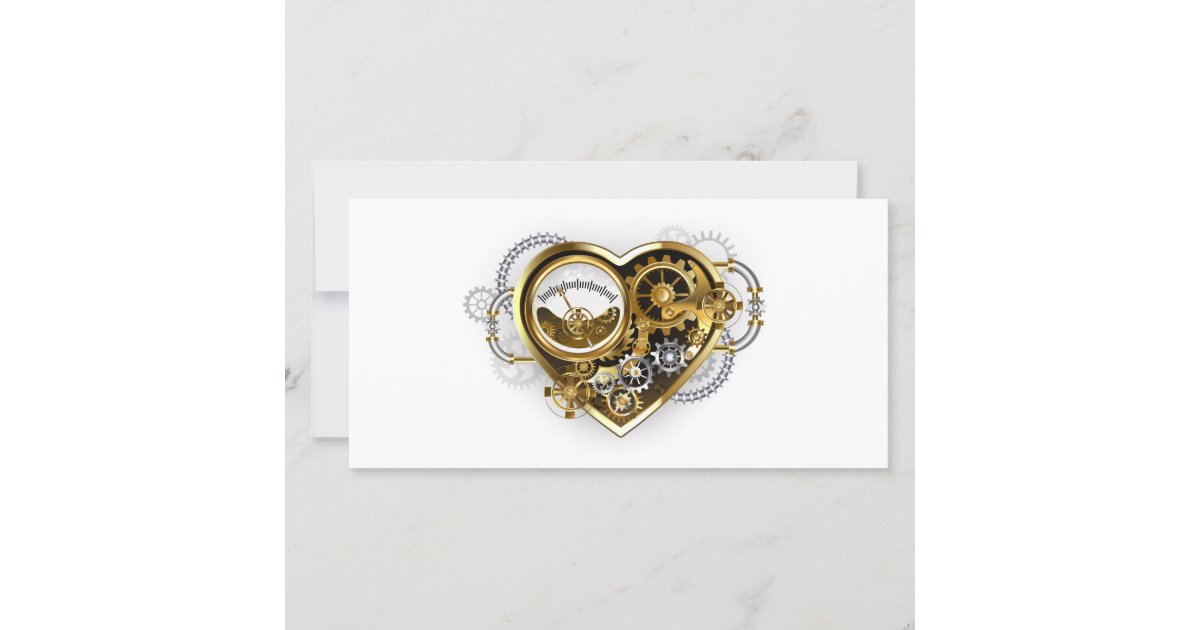 Steampunk Heart with a Manometer Announcement | Zazzle