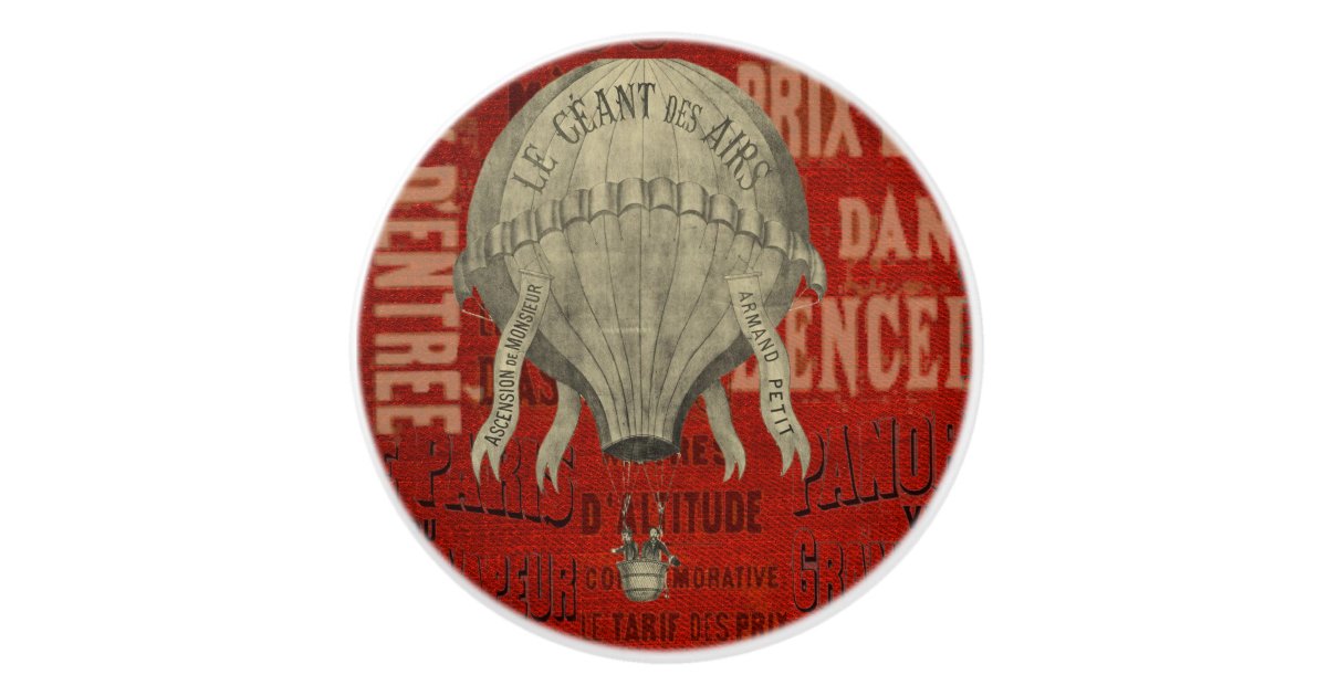 Steampunk Hot Air Ballon Ride Graphic Fonts Ceramic Knob | Zazzle