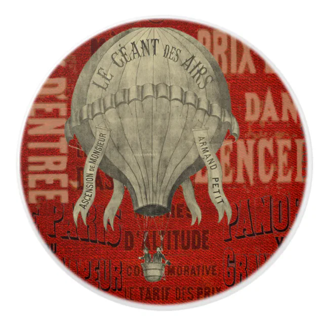 Steampunk Hot Air Ballon Ride Graphic Fonts Ceramic Knob | Zazzle