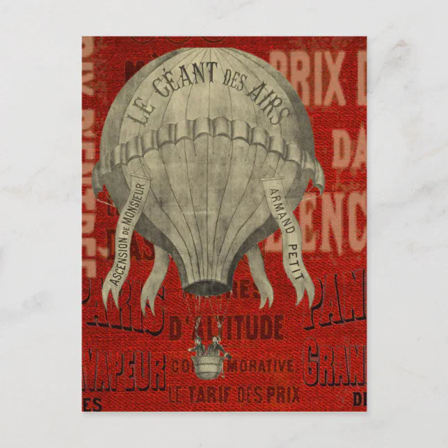Steampunk Hot Air Ballon Ride Graphic Fonts Postcard | Zazzle