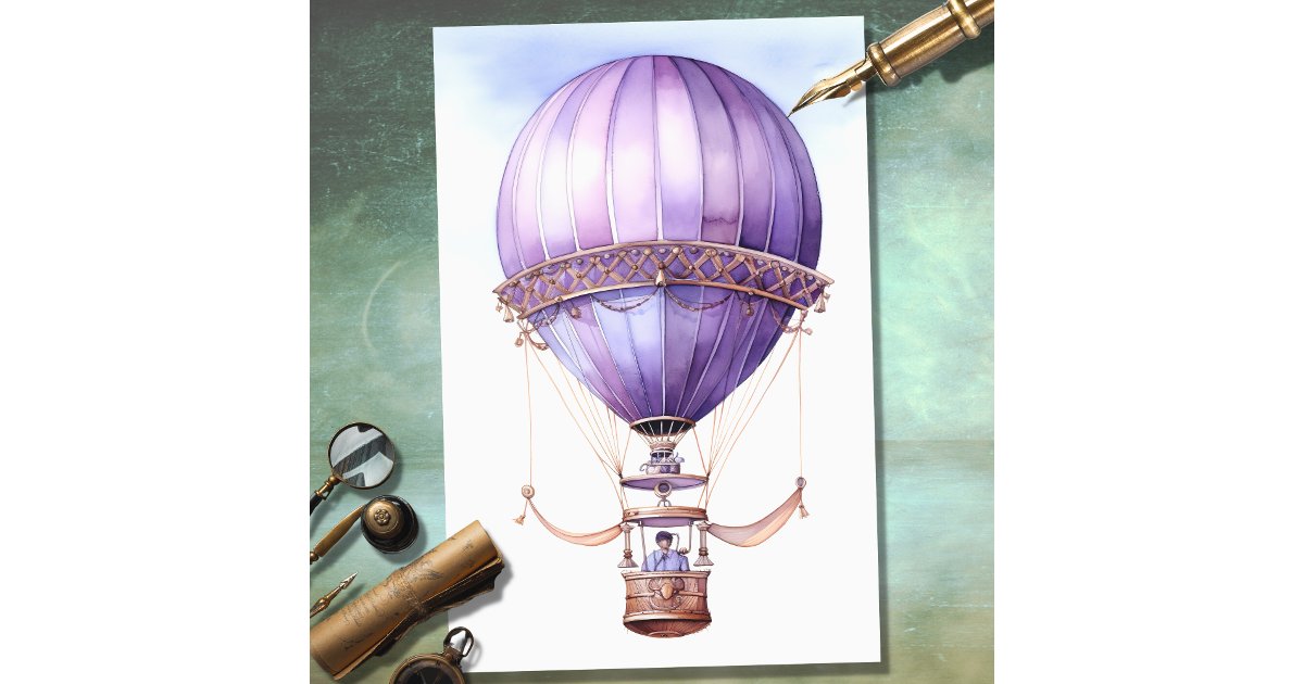 Steampunk Hot Air Balloon 1 Decoupage Paper | Zazzle