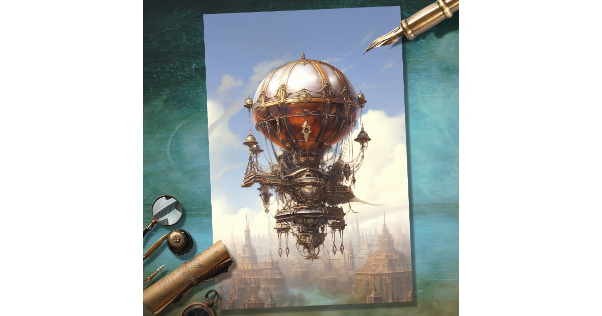 Steampunk Hot Air Balloon 3 Decoupage Paper | Zazzle