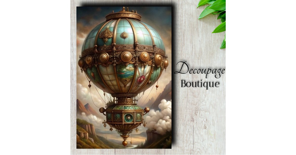 Steampunk Hot Air Balloon Decoupage Tissue Paper | Zazzle