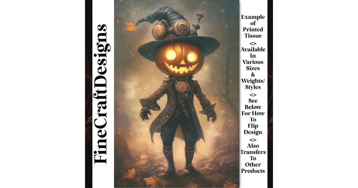 Steampunk Jack Lantern Male Wizard AB2 Decoupage Tissue Paper | Zazzle