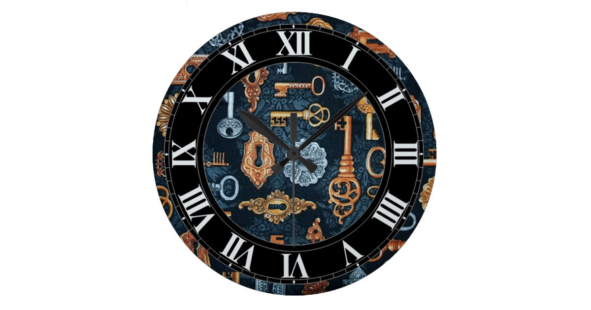 Steampunk Keys and Key Holes Pattern Wall Clock | Zazzle.com