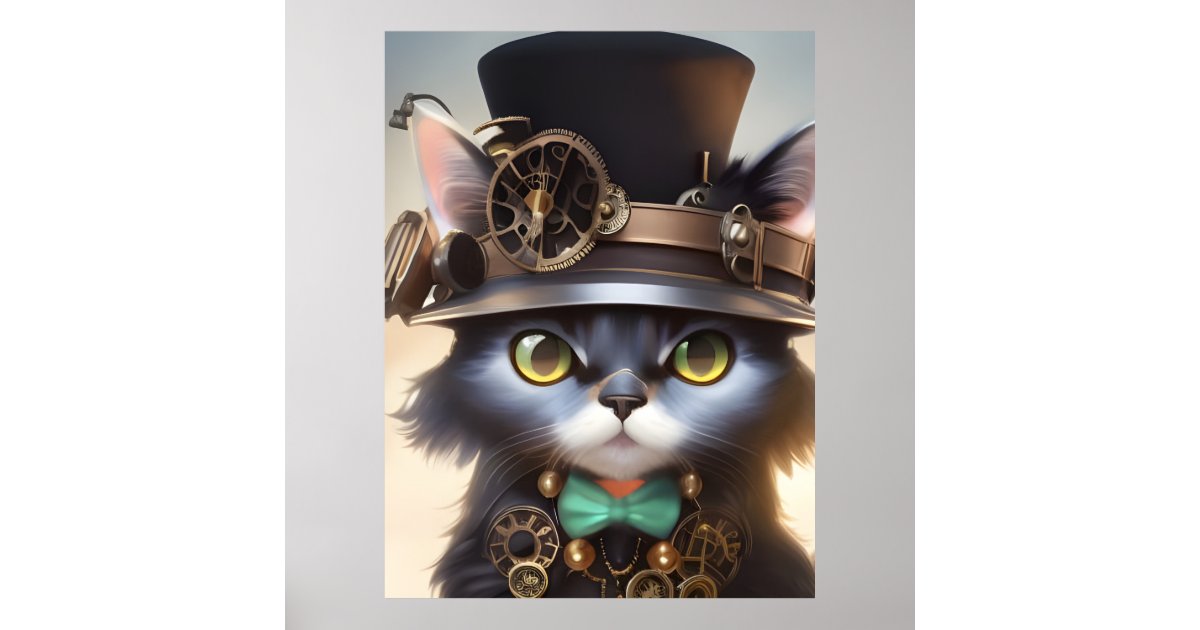Steampunk Kitten Poster | Zazzle