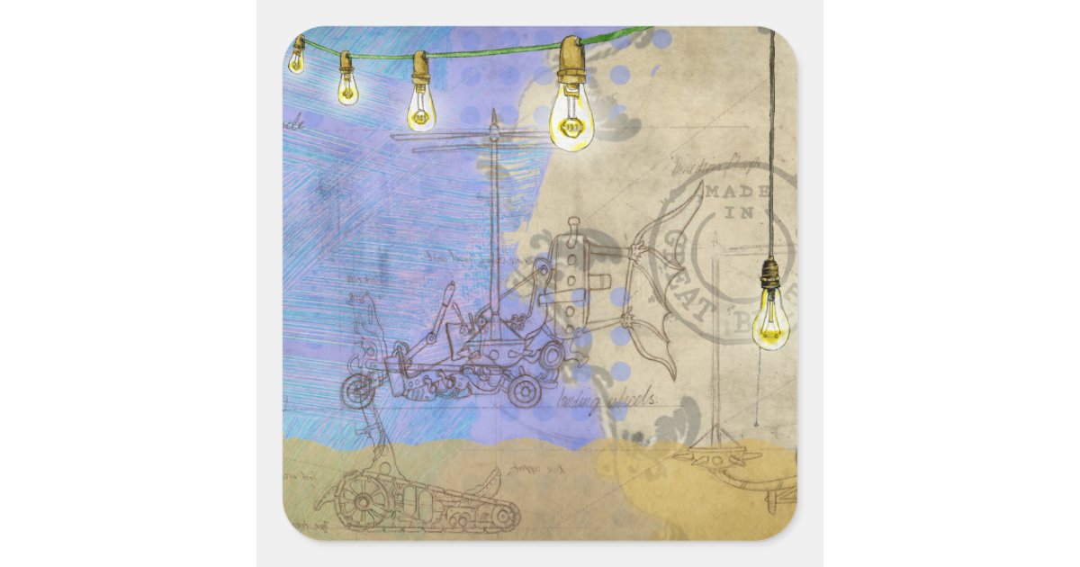 Steampunk Light Bulbs Postage Motor Bike Stickers | Zazzle