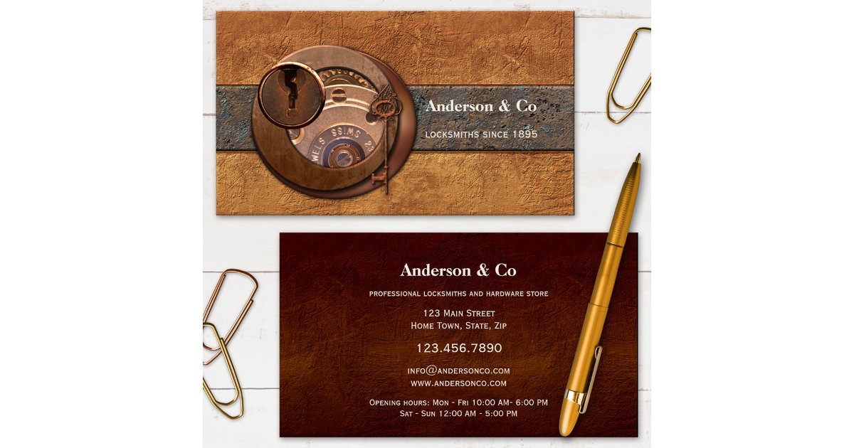 Steampunk Locksmith Hardware Store Business Card | Zazzle