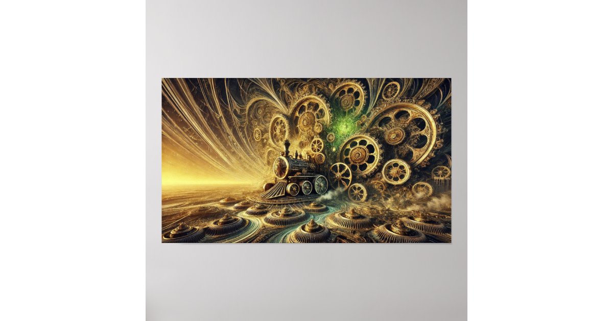 Steampunk Locomotive Steam Engine Poster | Zazzle