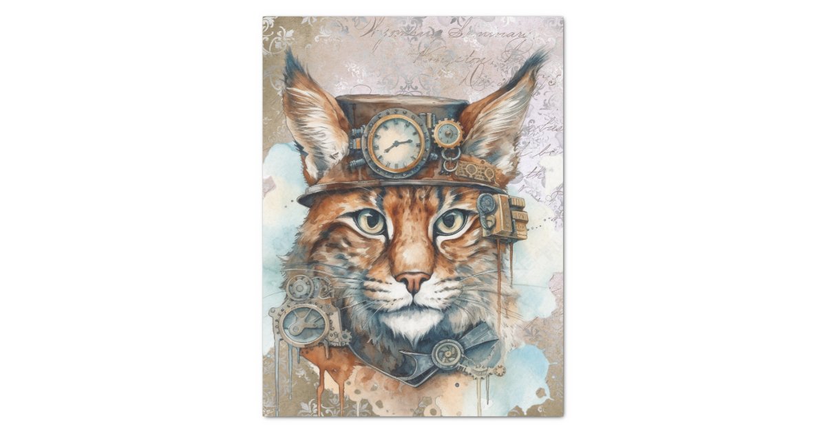 Steampunk Lynx Cat Tissue Paper | Zazzle
