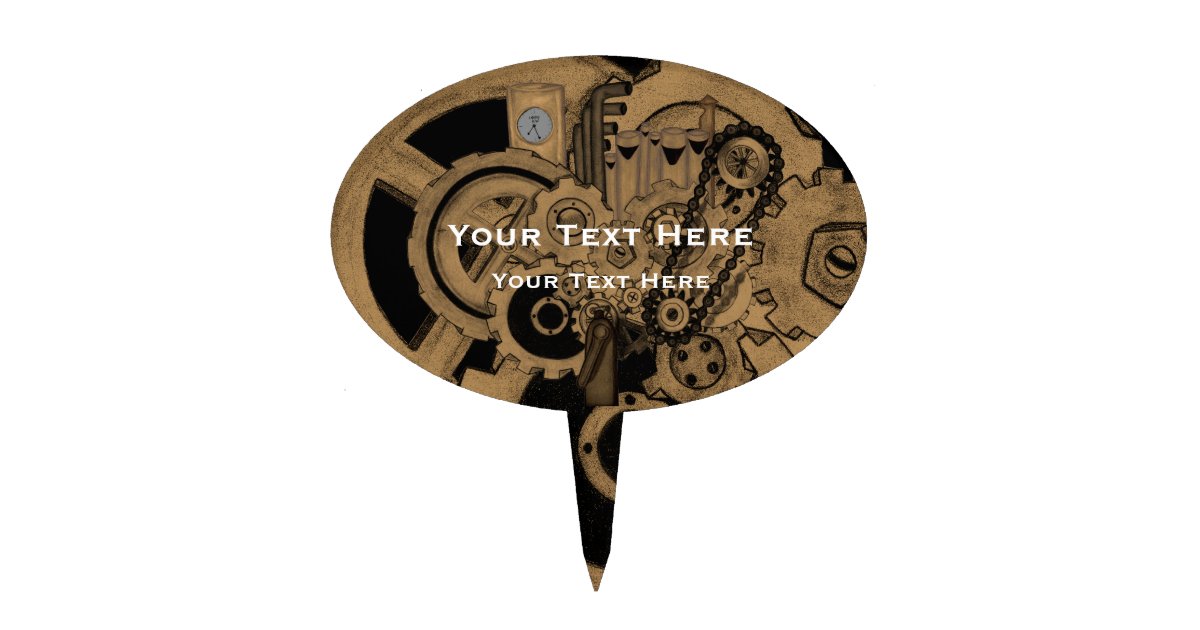 Steampunk Machinery (Copper) Cake Topper | Zazzle
