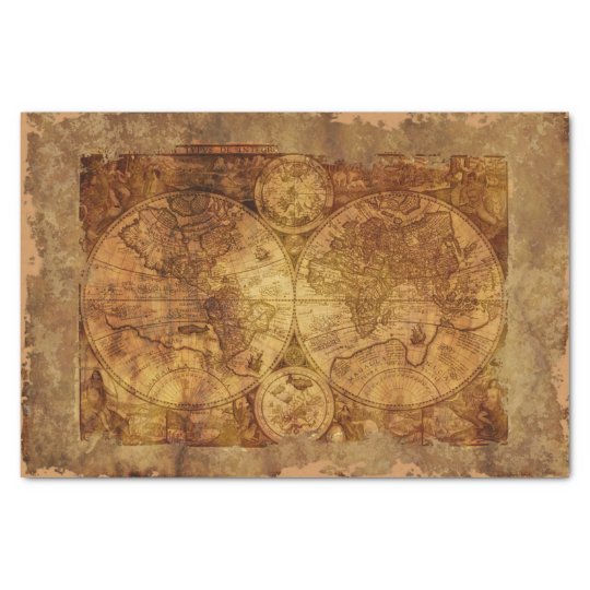 Steampunk Map World Industrial Vintage Tissue Paper | Zazzle.com