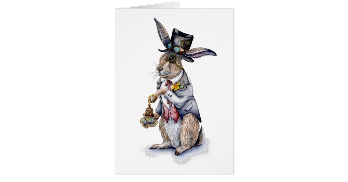 Steampunk March Hare Card | Zazzle