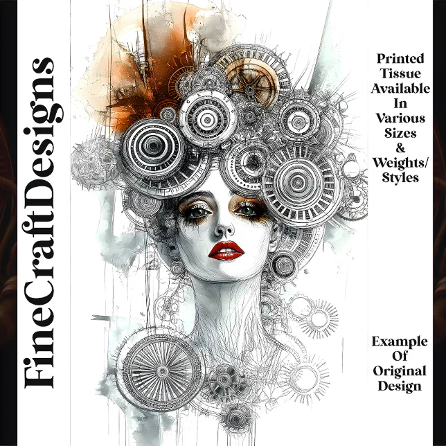 Steampunk Mechanical Elegant Woman N1 Decoupage Tissue Paper | Zazzle