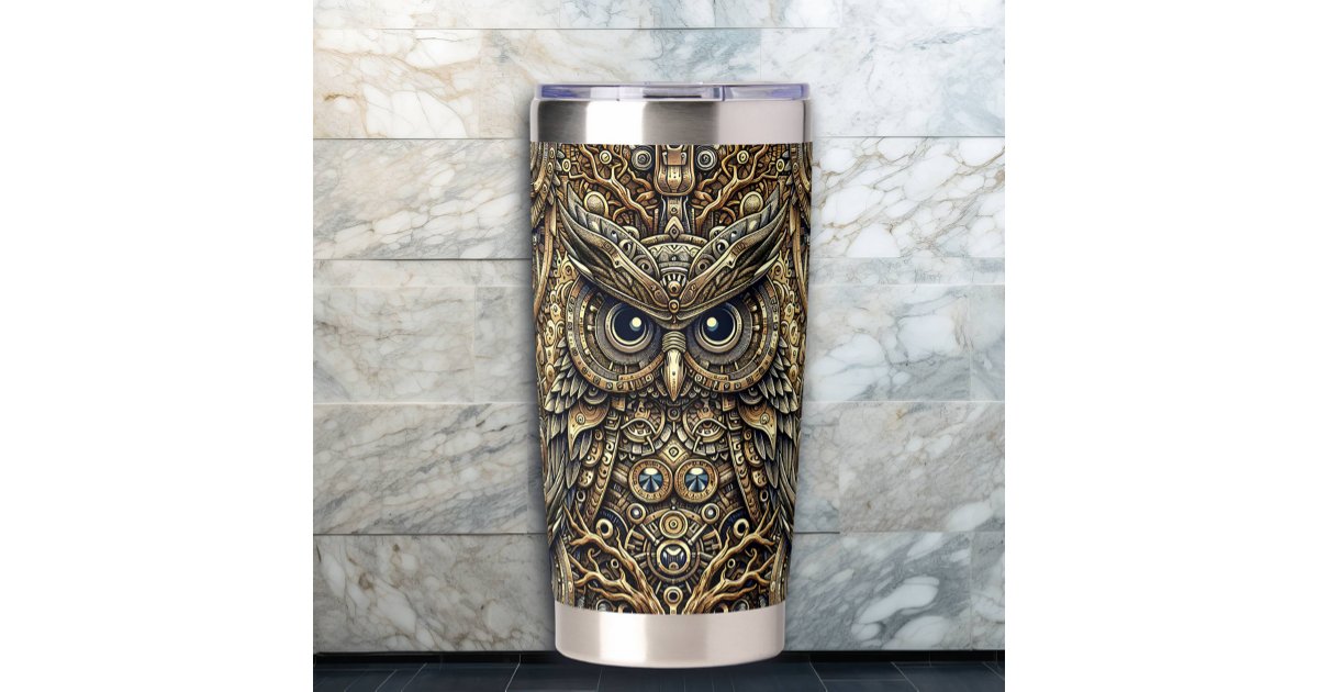 Steampunk Metal Gears and Owl Insulated Tumbler | Zazzle