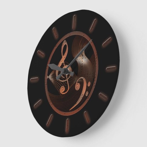 Steampunk Music design wall clock | Zazzle