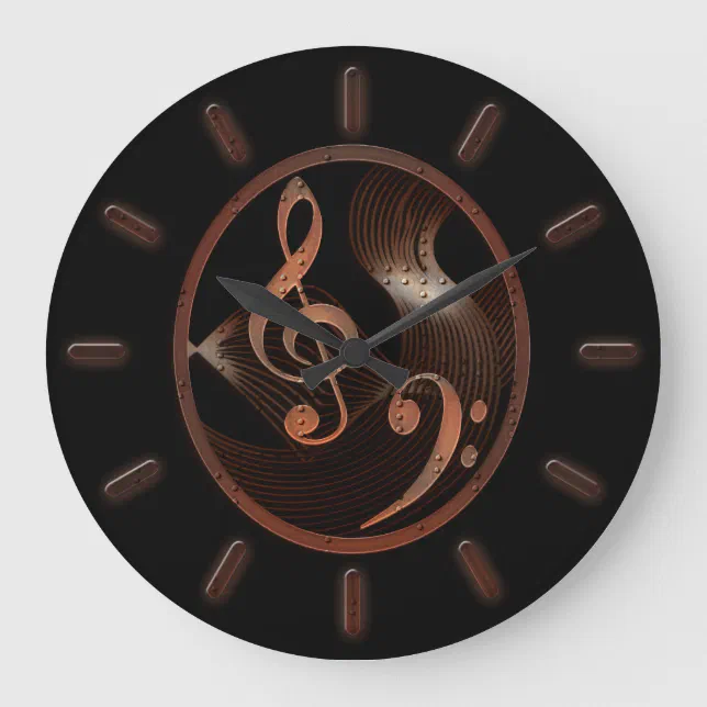 Steampunk Music design wall clock | Zazzle