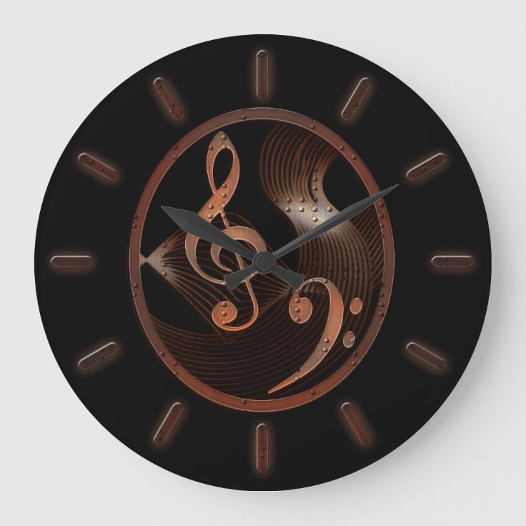 Steampunk Music design wall clock | Zazzle