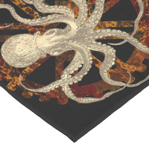 Steampunk Octopus and Rusty Clockwork Gear Short Table Runner | Zazzle