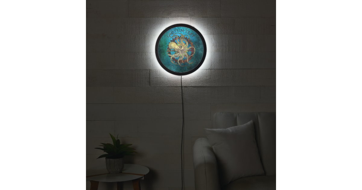 Steampunk Octopus & Clockwork Gears LED Sign | Zazzle