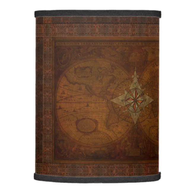 Steampunk Old World Map & Compass Rose Design Lamp Shade | Zazzle