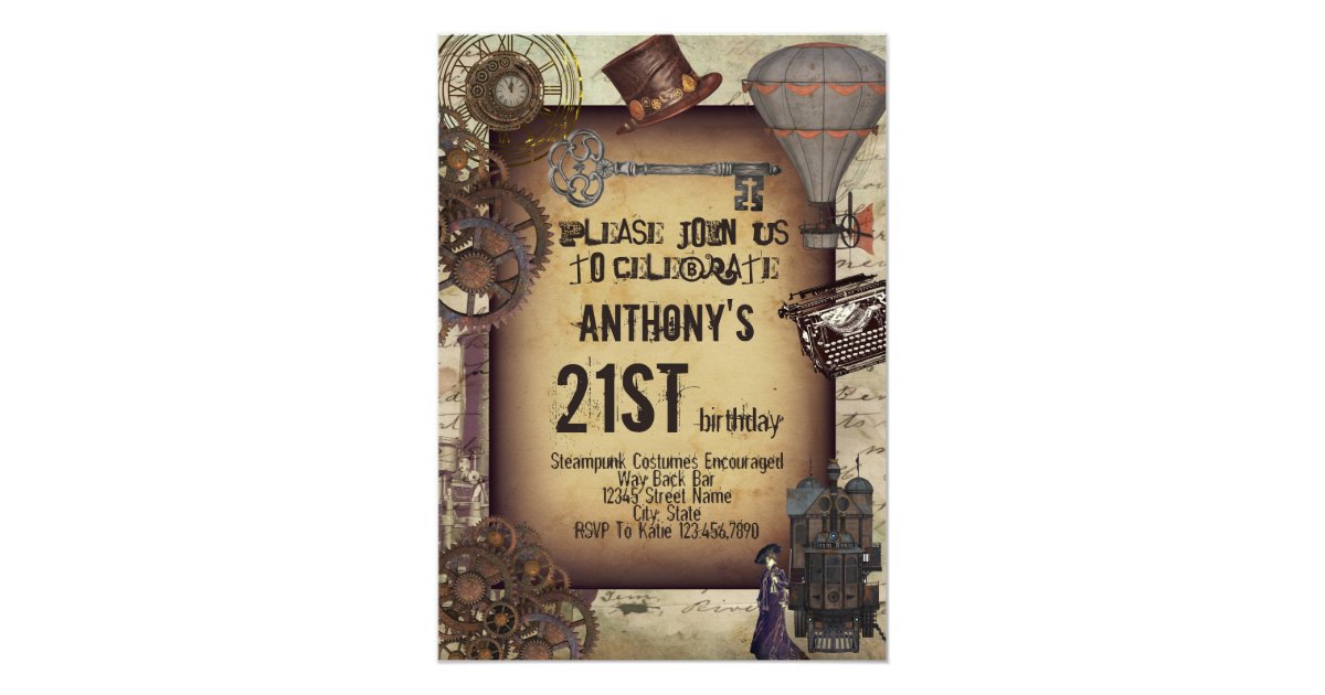 Steampunk Party Vintage Industrial Victorian Art Invitation | Zazzle.com