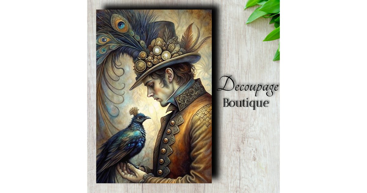 Steampunk Peacock Gentleman Decoupage Tissue Paper | Zazzle