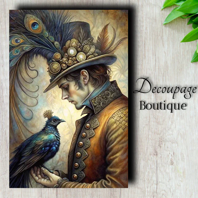 Steampunk Peacock Gentleman Decoupage Tissue Paper | Zazzle