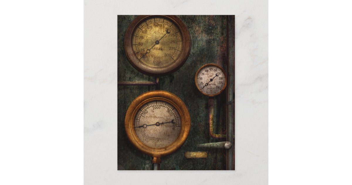 Steampunk - Plumbing - Gauging success Postcard | Zazzle