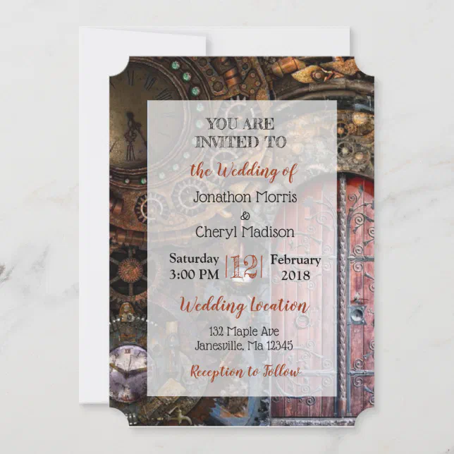 Steampunk Pocket watch Wedding Invitations | Zazzle