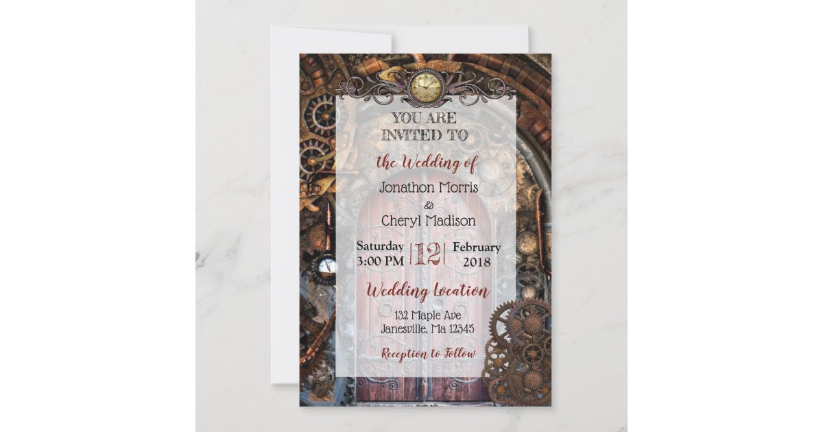 Steampunk Pocket watch Wedding Invitations | Zazzle