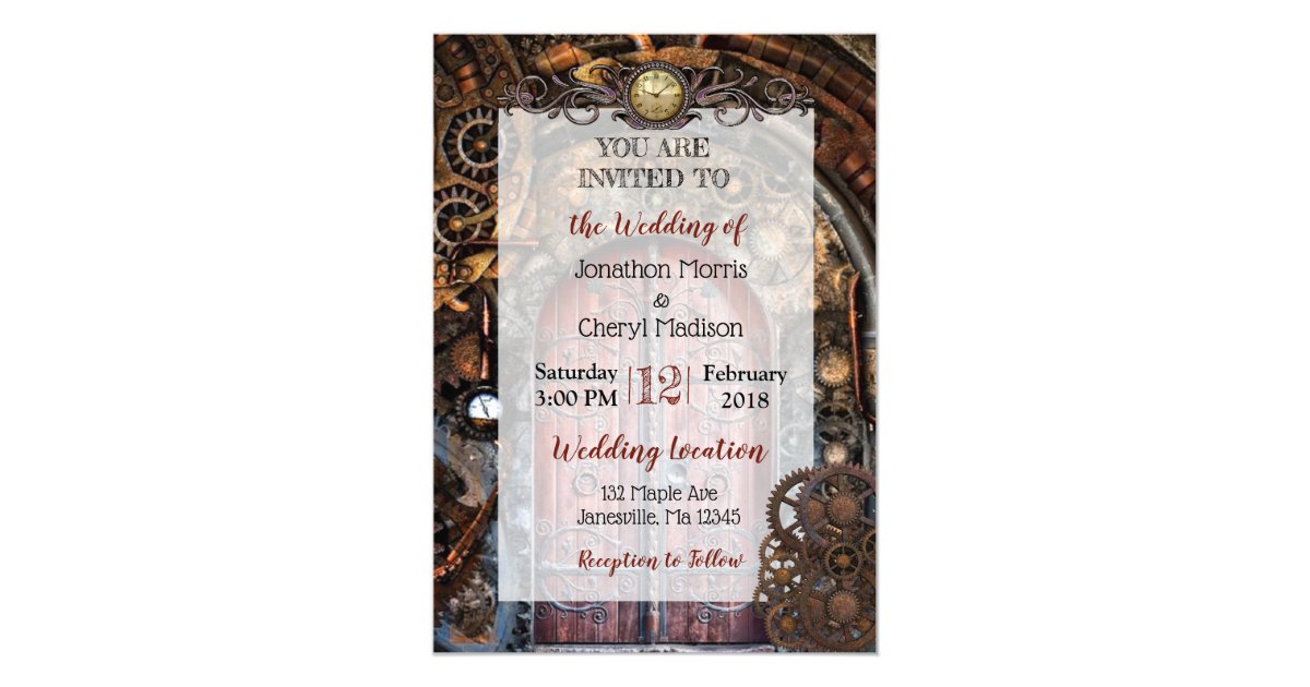 Steampunk Pocket watch Wedding Invitations | Zazzle.com