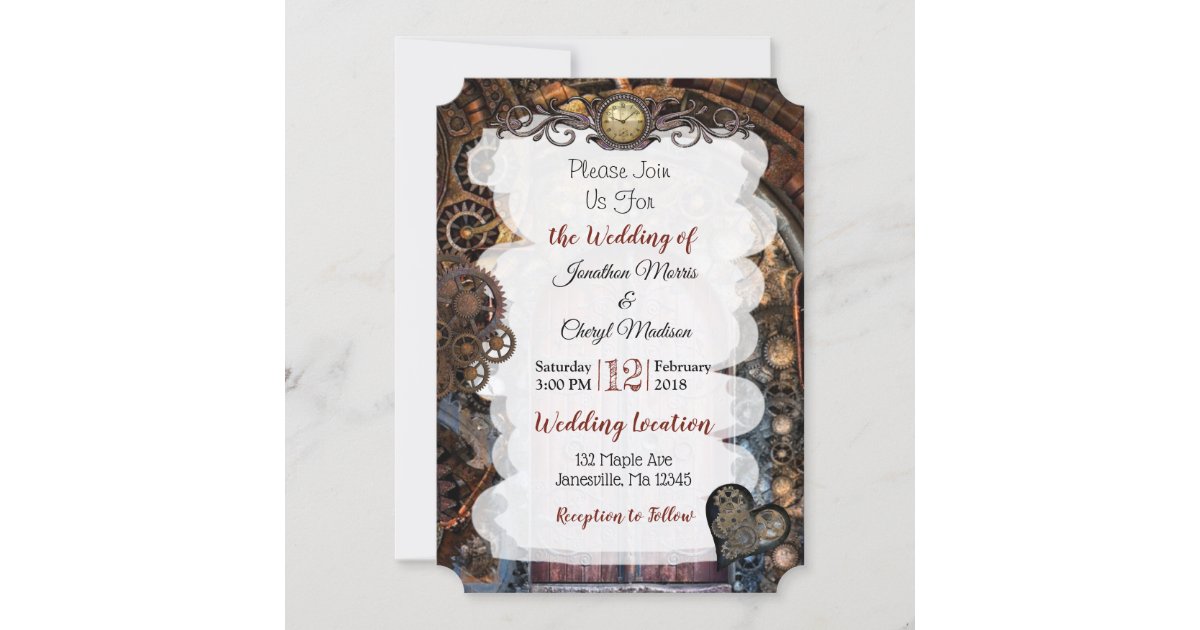 Steampunk Pocket watch Wedding Invitations | Zazzle
