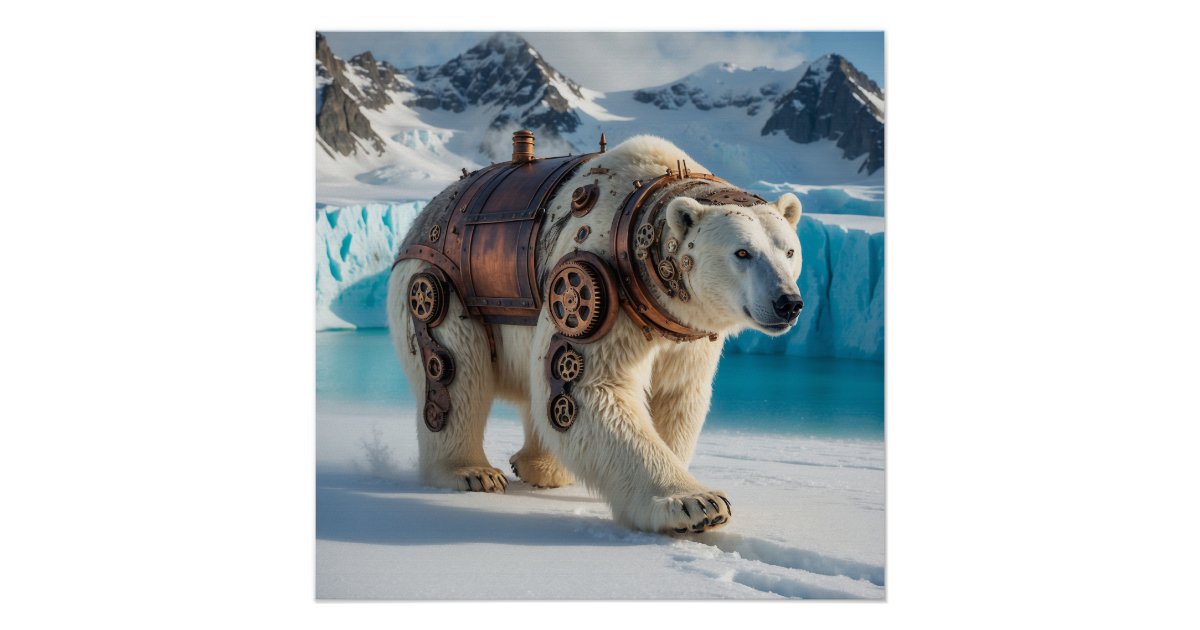 Steampunk Polar Bear Warrior Poster | Zazzle