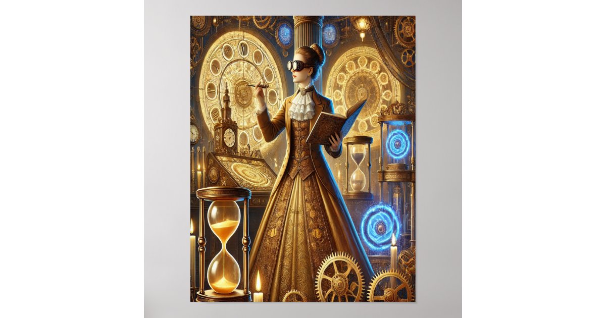 Steampunk Poster 24, The Time-Traveling Professor | Zazzle