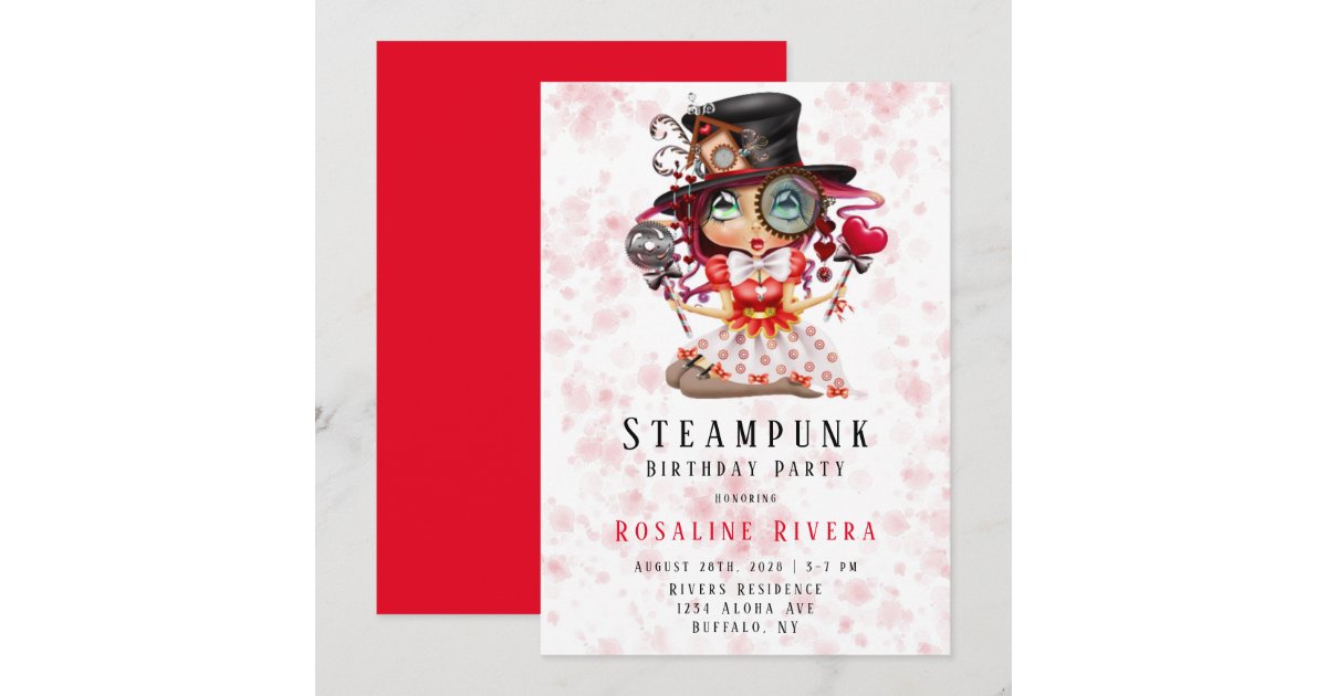 Steampunk Preteen Girl Birthday Party Invitation | Zazzle