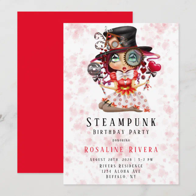 Steampunk Preteen Girl Birthday Party Invitation | Zazzle