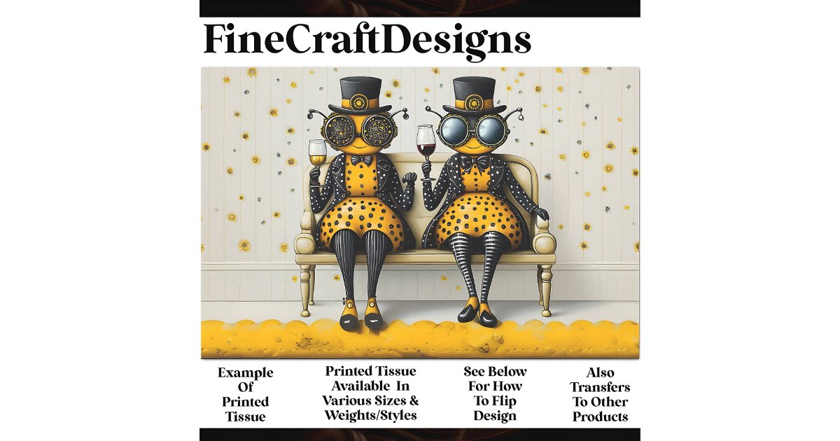 Steampunk Queen Bees + Wine AM7 Decoupage Tissue Paper | Zazzle