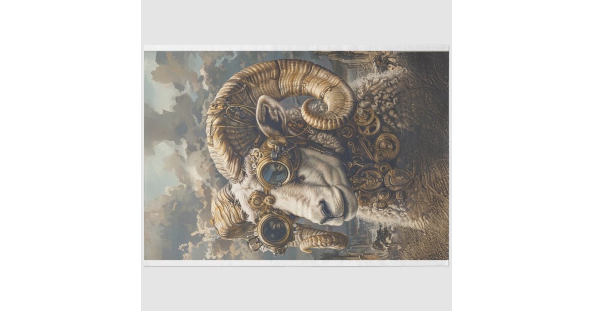 Steampunk Ram Horns Decoupage Tissue Paper | Zazzle