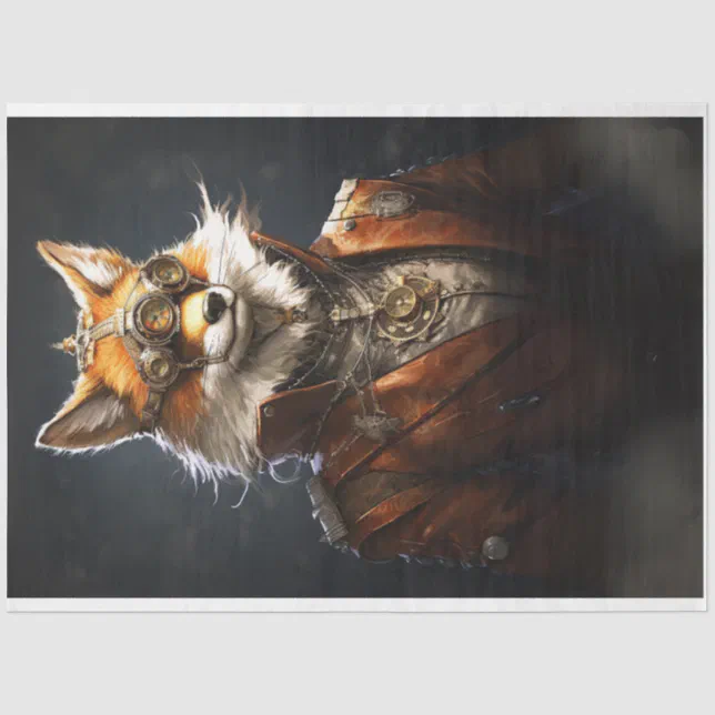 Steampunk Red Fox Uniform Decoupage Tissue Paper | Zazzle