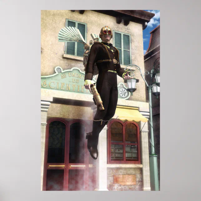 Steampunk rocket man poster | Zazzle