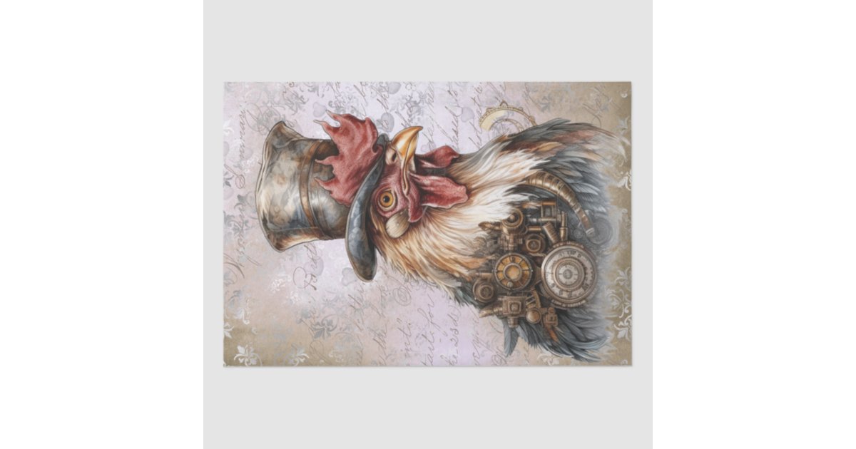 Steampunk Rooster Tissue Paper | Zazzle