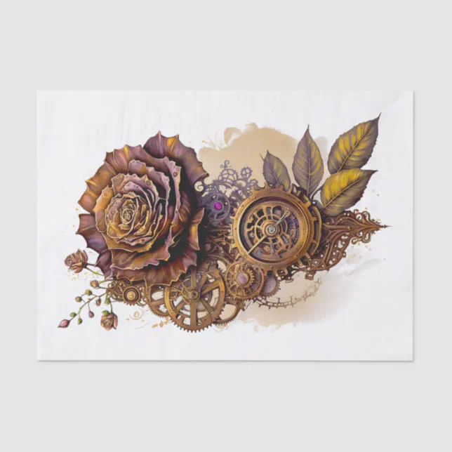 Steampunk rose Art for Decoupage Tissue Paper | Zazzle