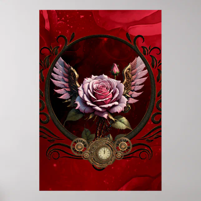 Steampunk rose poster | Zazzle