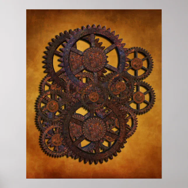 Steampunk Rusty Gears Poster | Zazzle