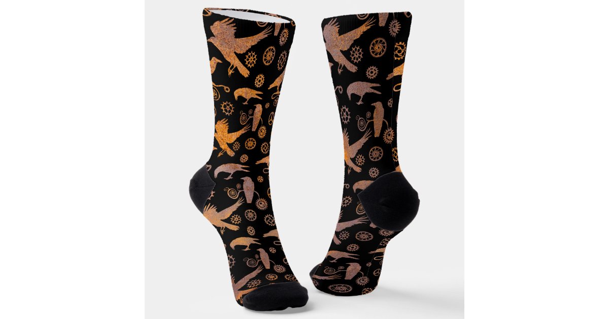 Steampunk Rusty Steel Crows and Gears Socks | Zazzle